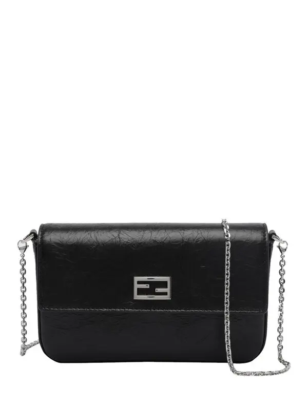 Fendi Wallet On Chain Tube With Ff Baguette Logo - Black