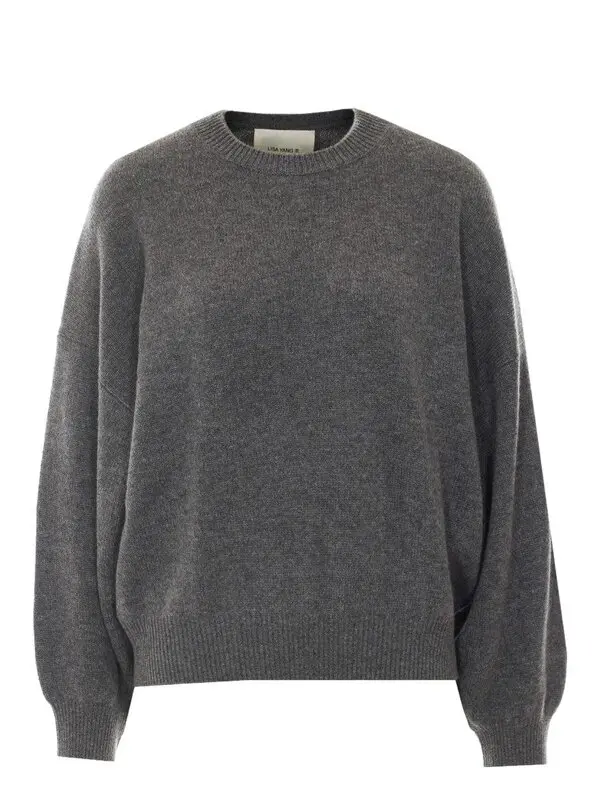 LISA YANG Cashmere Crew Neck Long Sleeve Sweater - Gray