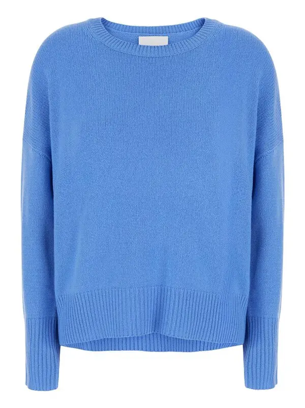 LISA YANG Sweater 'mila' Light Crew Neck Sweater With Ribbed Finishes In Cashmere For - Blue