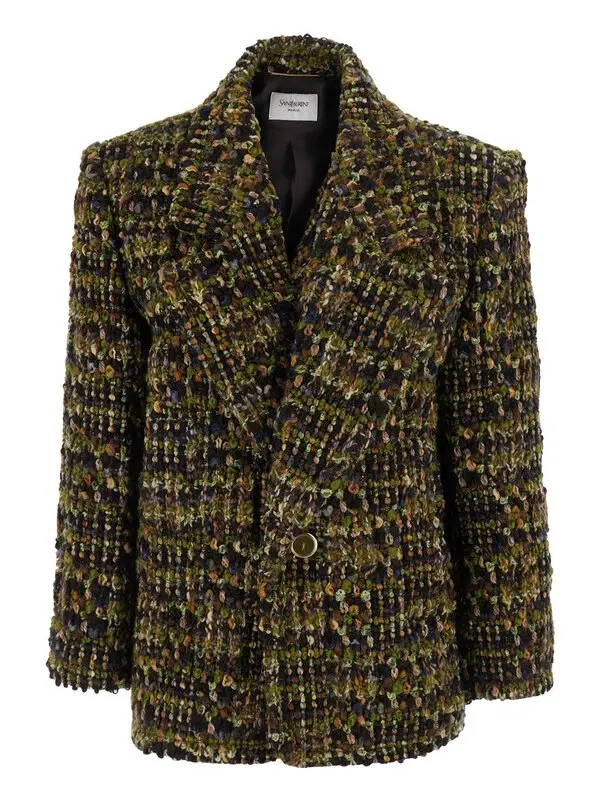 Saint Laurent Single-breasted Jacket With Cassandre Engraving - Multicolor