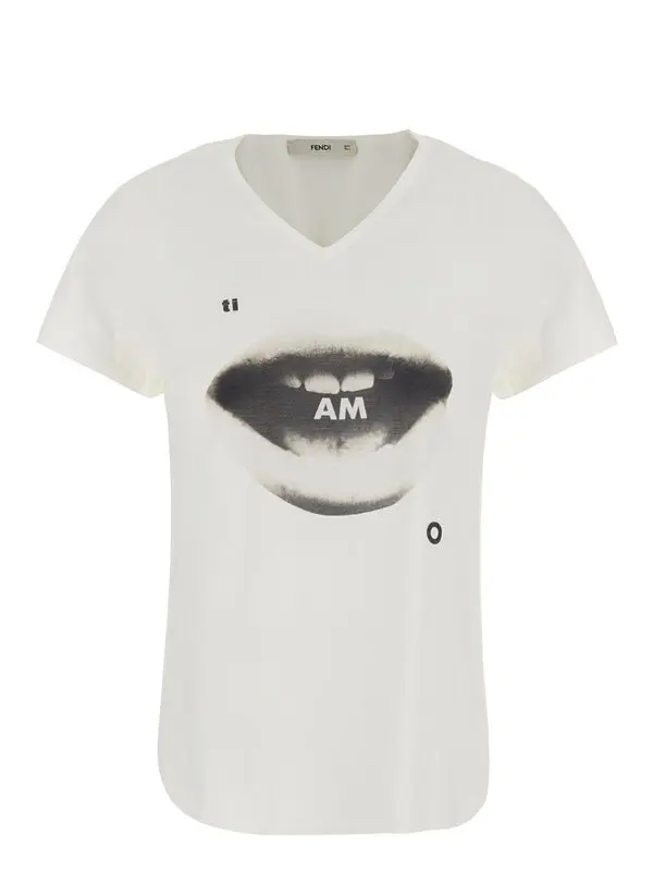 Fendi Ti Amo Print T-shirt - White