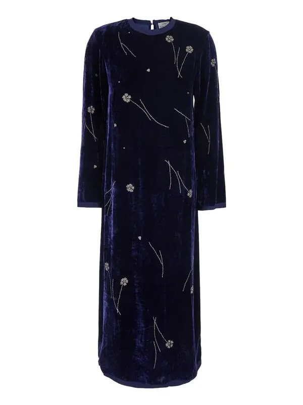 FORTE_FORTE Fleurs D'orient' Embroidered Velvet Long Dress - Multicolor