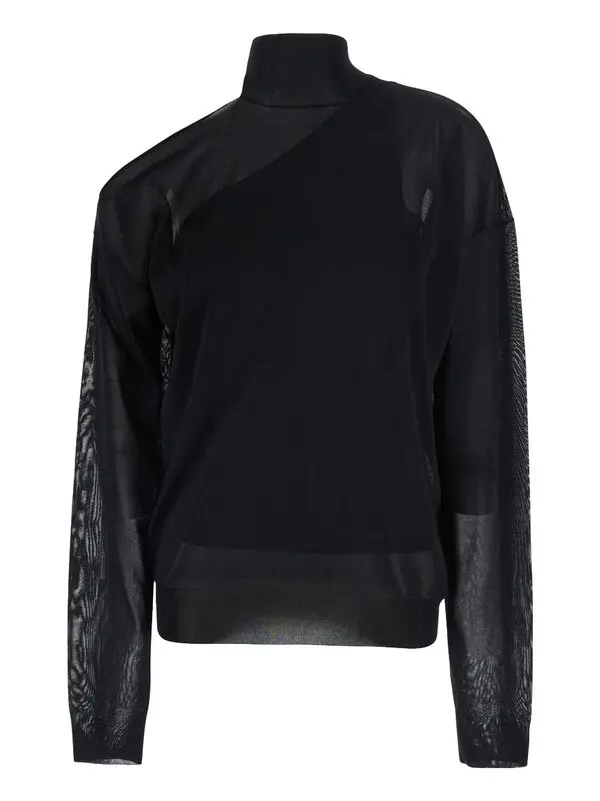 Fendi Sheer Turtleneck Top With Shoulder Cut-out And Matching Inner Top - Multicolor