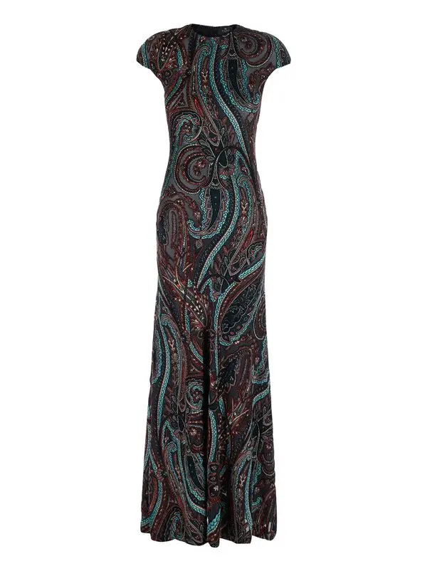 Etro Long Dress With All-over Print - Multicolor