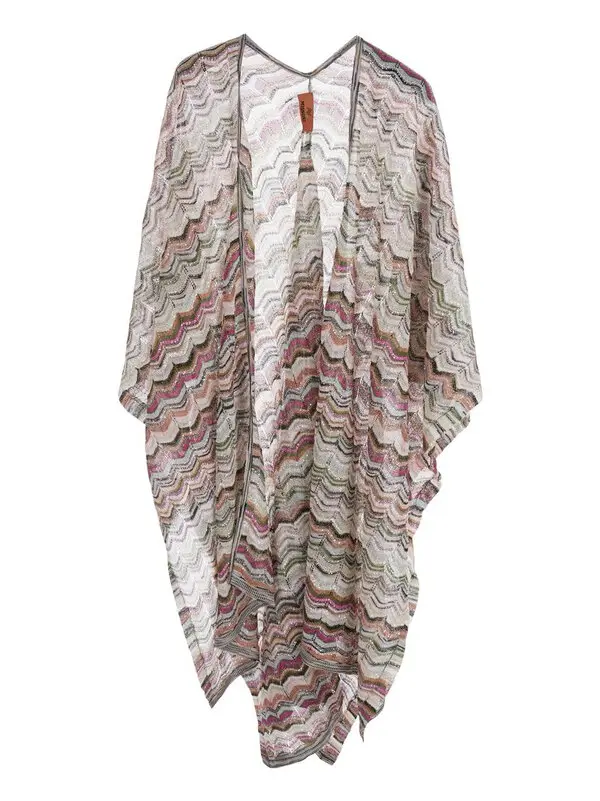 Missoni Long Poncho With Zig Zag Motif - Multicolor