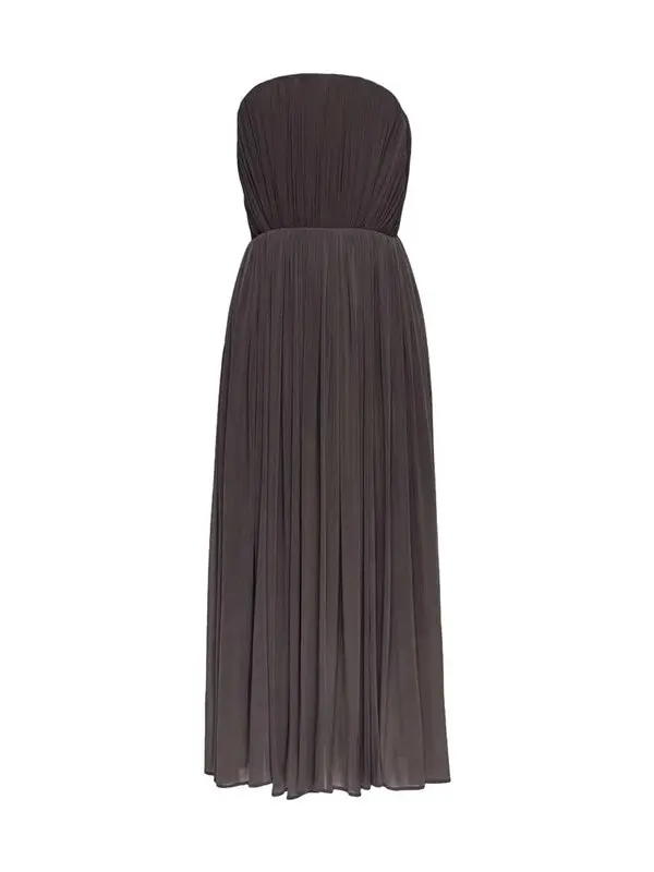 Magda Butrym Strapless Pleated Corset Dress - Brown