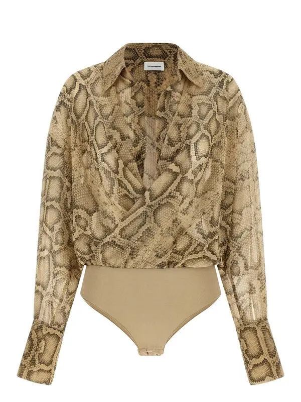 Andamane Paloma Bodysuit In Python Print - Cream
