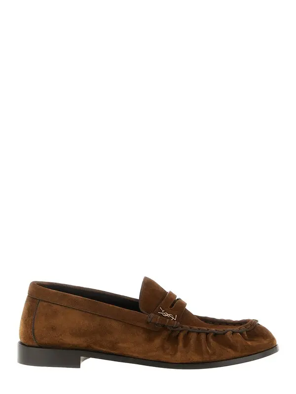 Saint Laurent Le Loafer Suede Moccasins - Brown