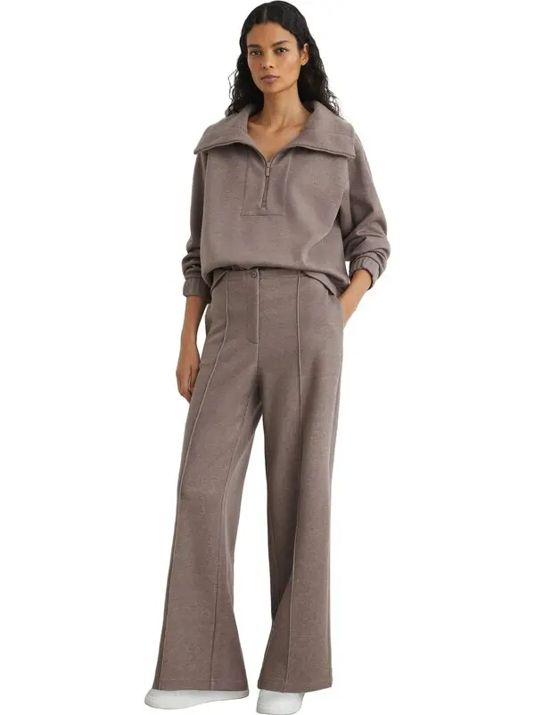 REISS Layla Lyocell-wool Wide-leg Joggers - Fawn Brown