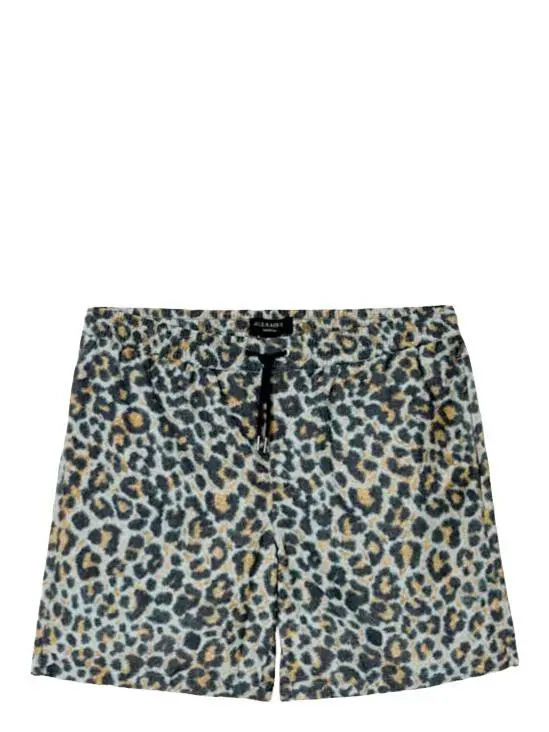 ALLSAINTS Silesia Leopard Print Slim Fit Swim Shorts - Clouded Grey