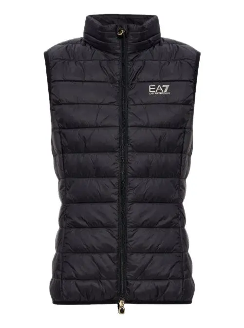 EA7 Logo Printed Zip-up Gilet - Black