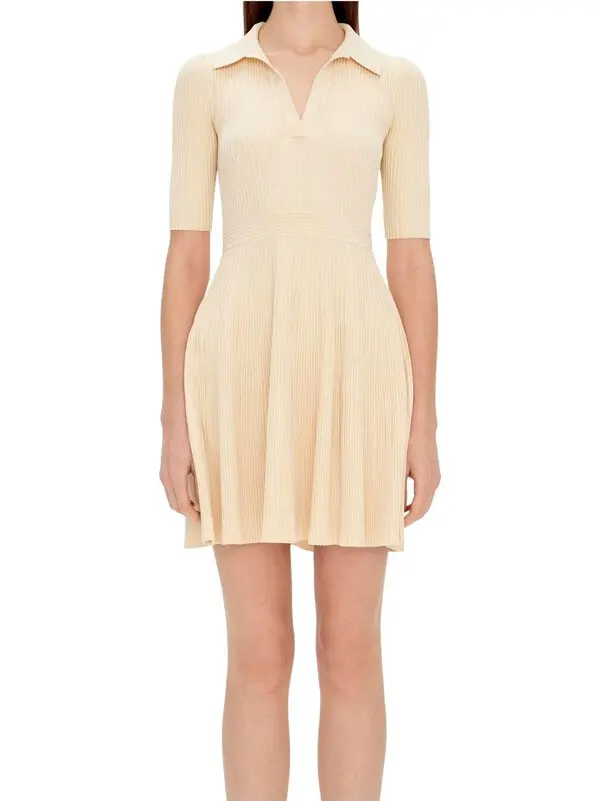 Simkhai Short Sleeve Lapel Collar Knit Dress - Almond-colored