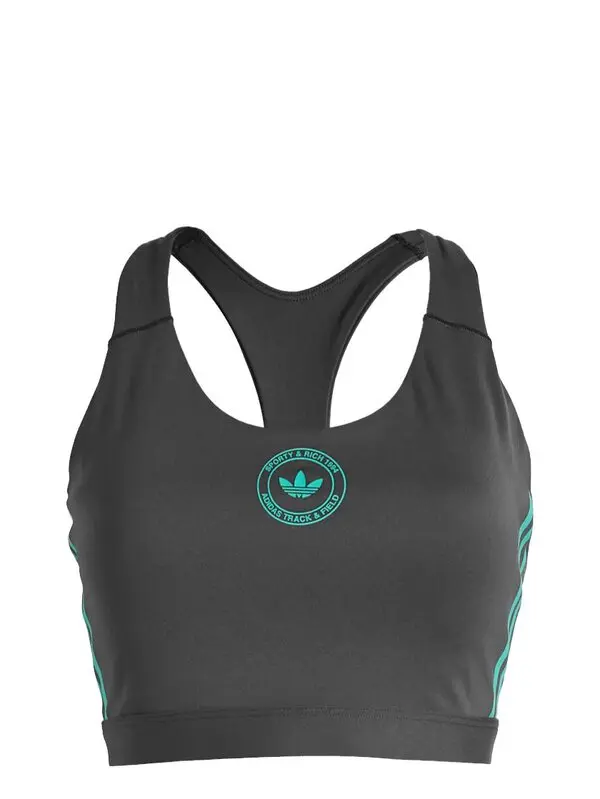 ADIDAS ORIGINALS Racerback Logo Cropped Sports Bra - Black