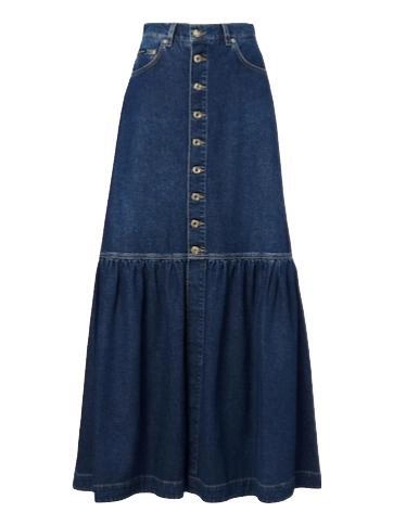 Dolce & Gabbana Denim Tiered Maxi Skirt - Blue