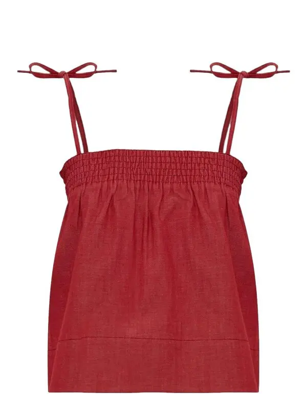 A.p.c. Smocked Square Neck Top With Slender Straps - Red