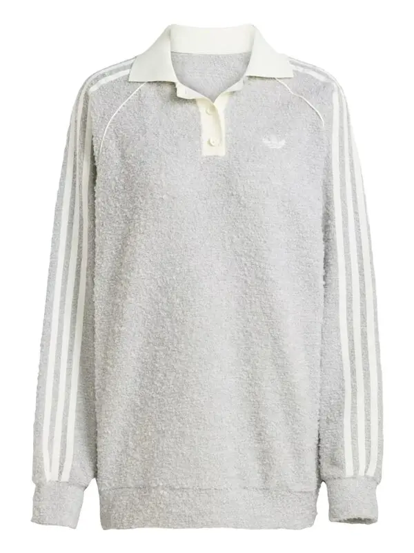Adidas Originals Long-sleeve Oversized Boucle Polo Shirt - Grey