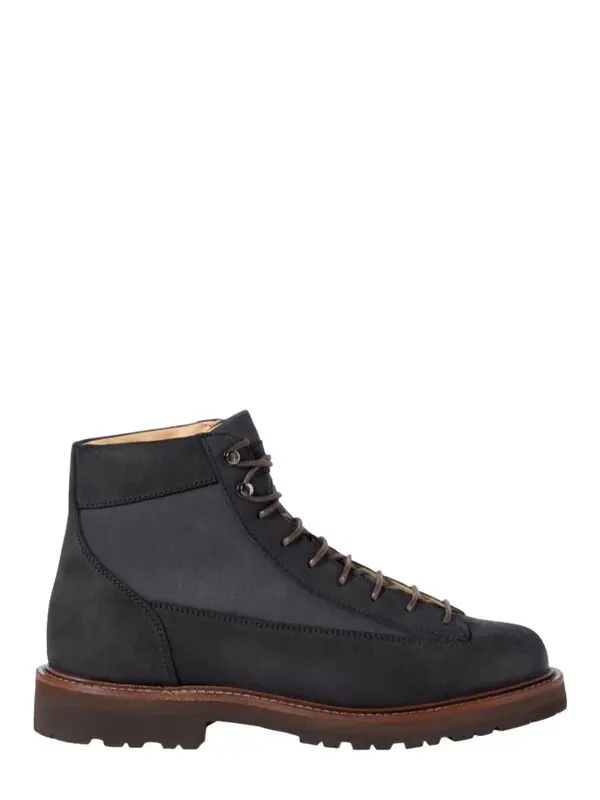 Brunello Cucinelli Suede And Techno Fabric Lace-up Boots - Navy Blue