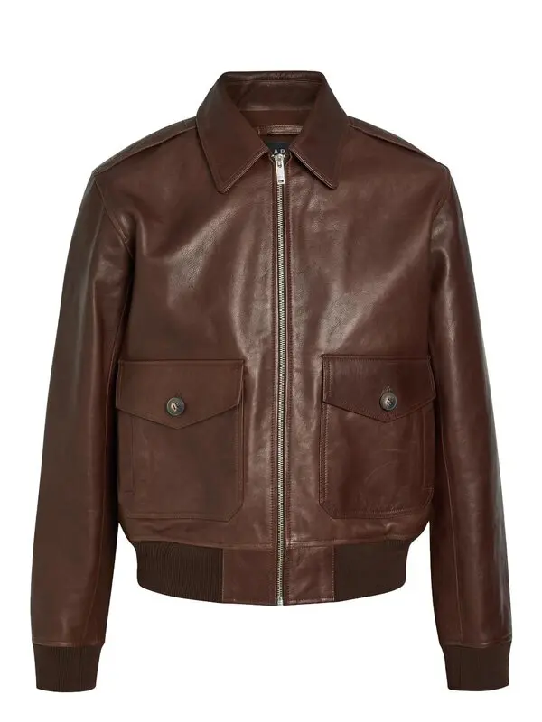 A.p.c. Leather Bomber Jacket - Brown