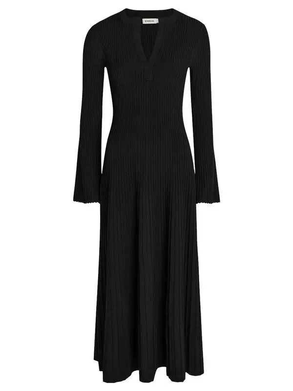 Simkhai Genna Ribbed Knit Midi Dress - Black