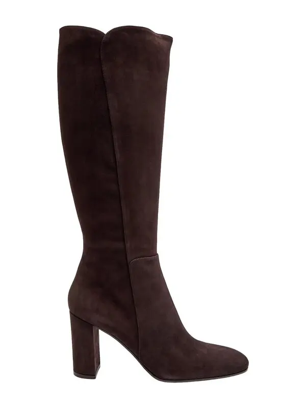 GIANVITO ROSSI Suede Knee-high Zip-up Block Heel Boots - Brown