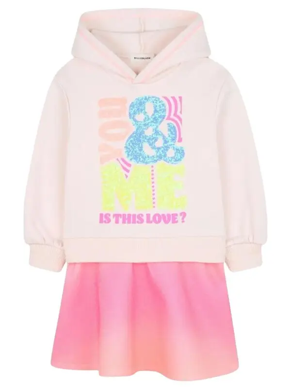 BILLIEBLUSH You & Me" Ombré Skirt Hoodie Dress - Light Pink