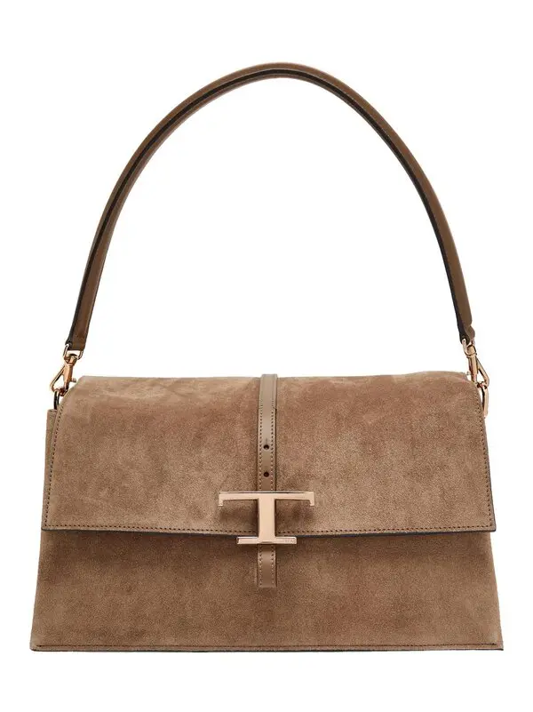 TOD'S Suede Shoulder Bag - Light Brown