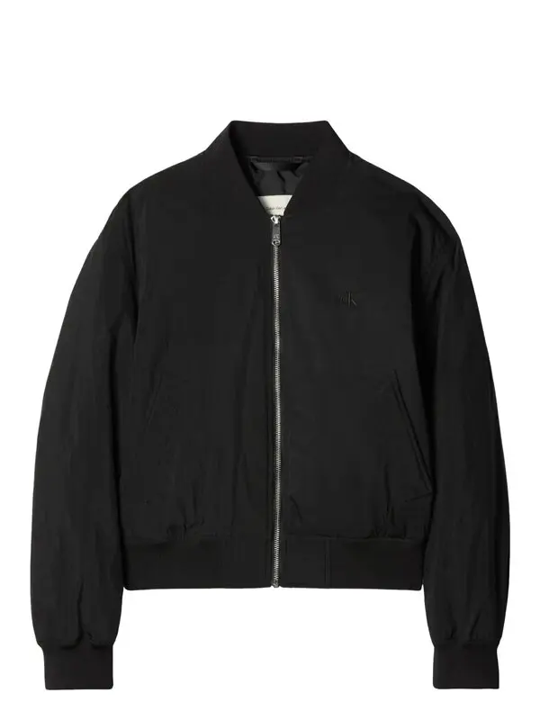 Calvin Klein Embroidered Zip-up Bomber Jacket - Black