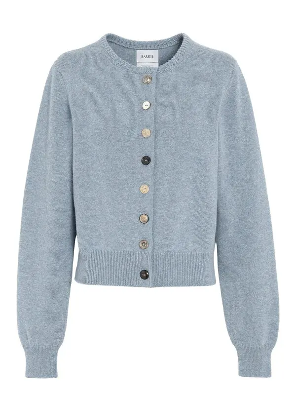 BARRIE Cashmere Cardigan With Mismatched Buttons - Light Blue