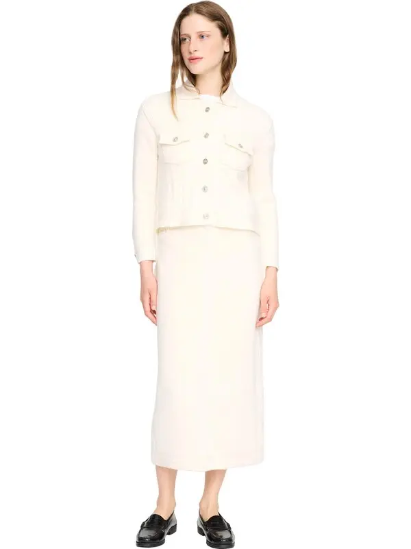 BARRIE Cashmere Long Denim Skirt - Ivory