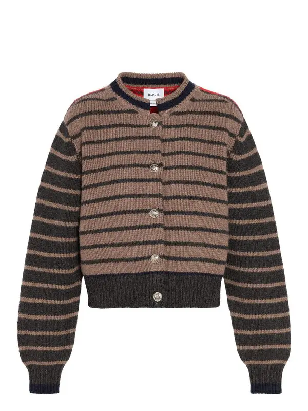 BARRIE Cashmere Striped Cropped Cardigan - Stripe