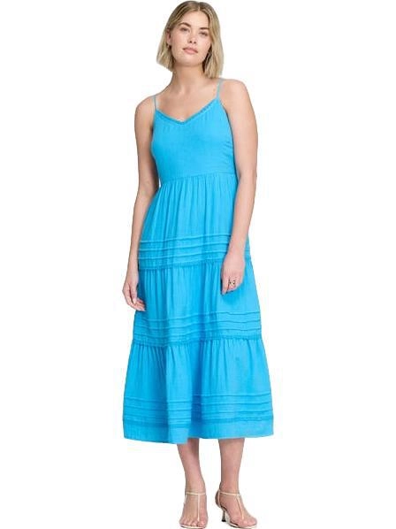FINERY LONDON Hazel Cotton Cheesecloth Midi Dress - Blue