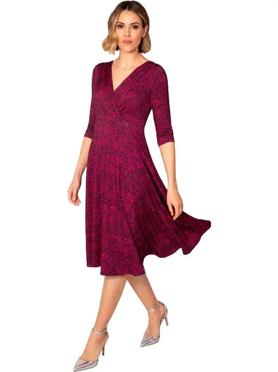 ALIE STREET LONDON Sculpted Fit And Flare Midi Dress - Wild Fuchsia