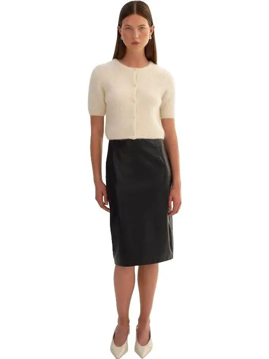 LAMARQUE Faux Leather Pencil Skirt - Black