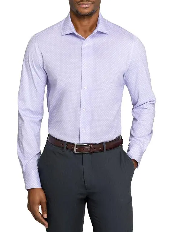 W.R.K Slim Fit Cross Geo Reworked Button-up Shirt - White/purple