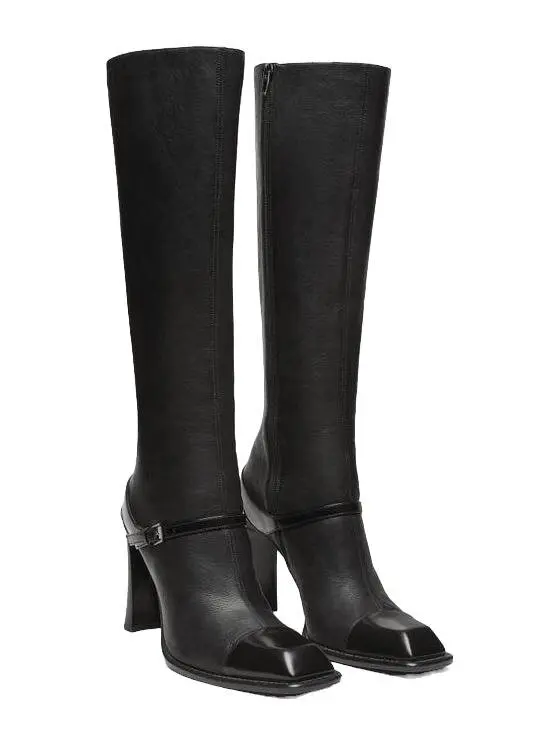 Alexander McQueen Niko Leather Knee High Boots - Black
