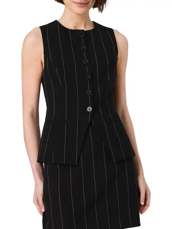 French Connection Pinstripe Button-up Tank - Black/white