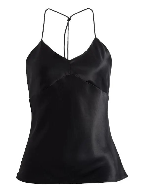 REFORMATION Natasia Satin Halter Neck Top - Black