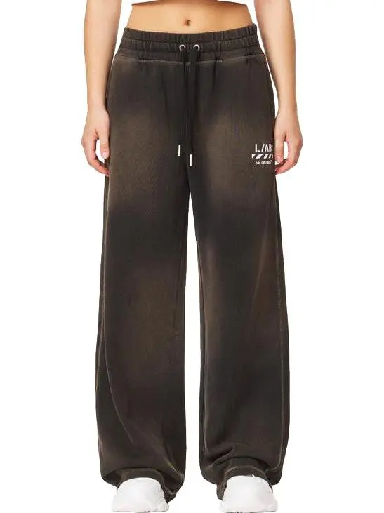 L/AB C/O OFF-WHITE Wide Leg Cotton Jersey Pants - Black Night