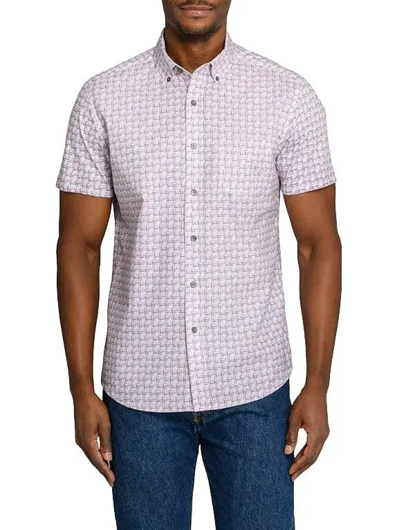 W.R.K Faded Square Short Sleeve Button-down Shirt - Maroon