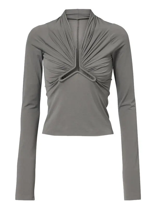 Rick Owens Gathered Jersey Top With Boning Detail - Grey