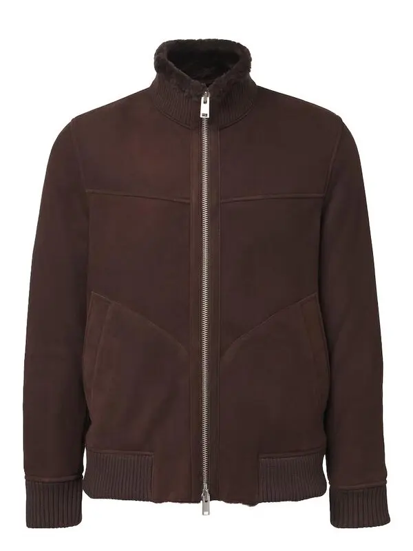 ARMA Suede Blouson Jacket With Shearling Lining - Brown