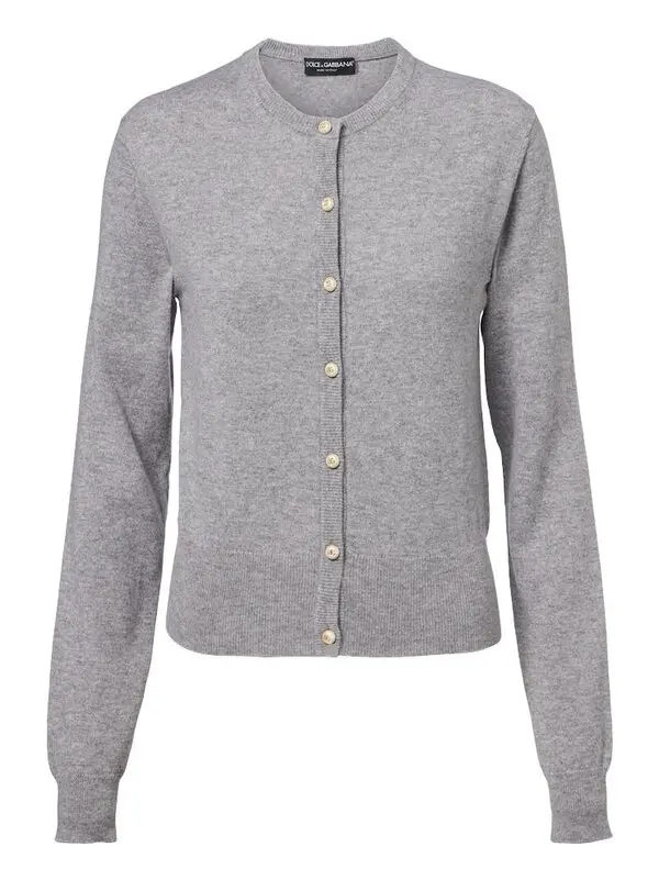 Dolce & Gabbana Embellished Cashmere Cardigan - Grey