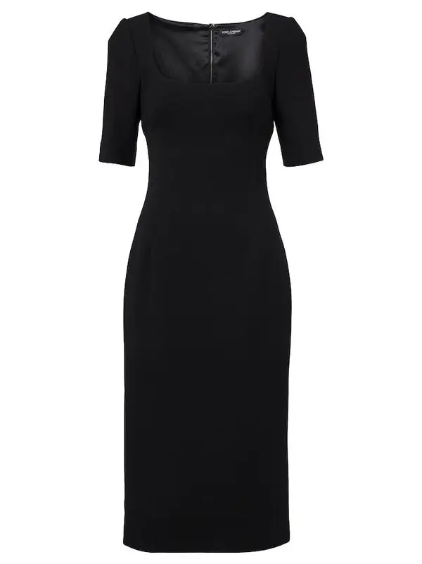 Dolce & Gabbana Virgin Wool Crêpe Midi Dress - Black