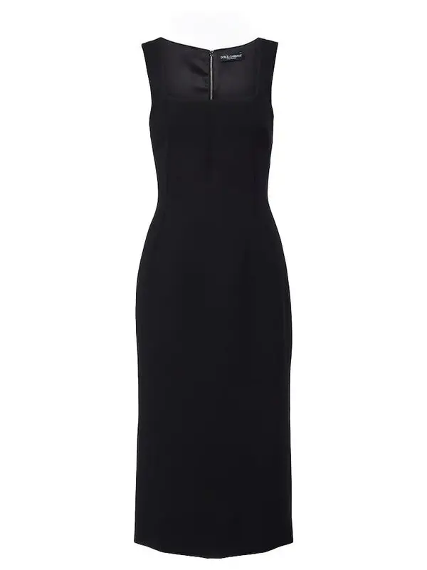 Dolce & Gabbana Virgin Wool Crêpe Midi Dress - Black