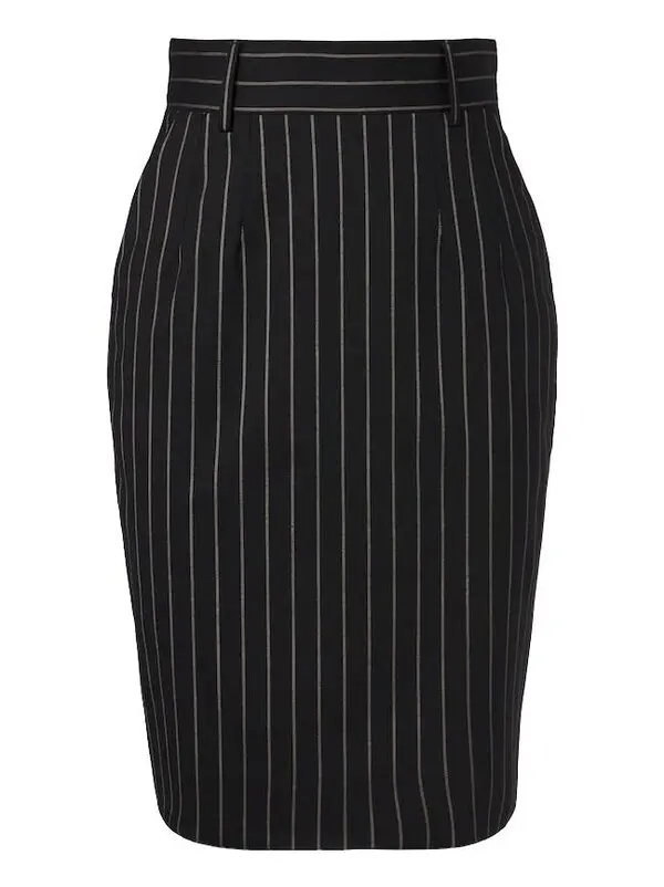 Dolce & Gabbana Pinstriped Wool Pencil Skirt - Black