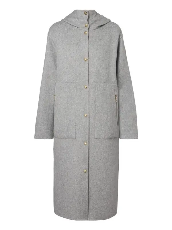 Moncler Anthrene Reversible Wool And Cashmere Down Coat - Grey