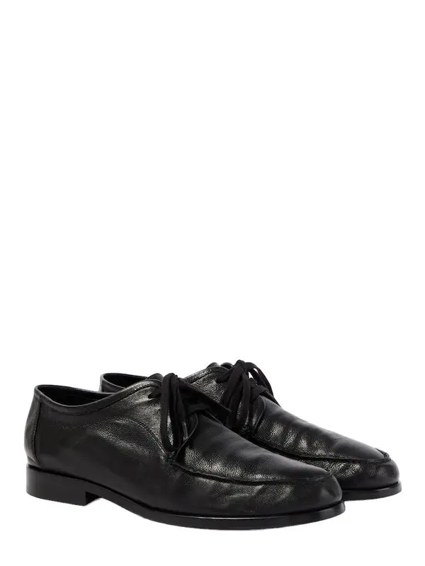 THE ROW Nino Leather Derby Shoes - Black