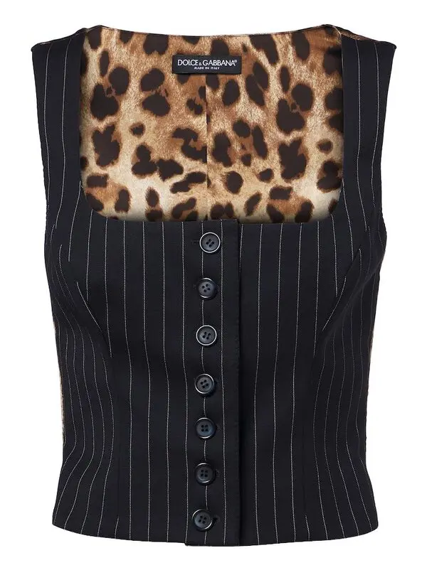 Dolce & Gabbana Pinstriped Wool-blend Vest - Blue