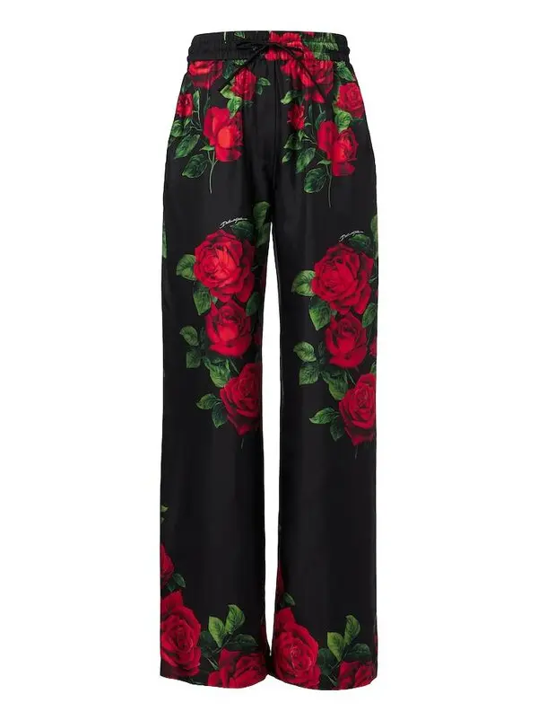 Dolce & Gabbana Floral Silk Wide-leg Palazzo Pants - Multicoloured