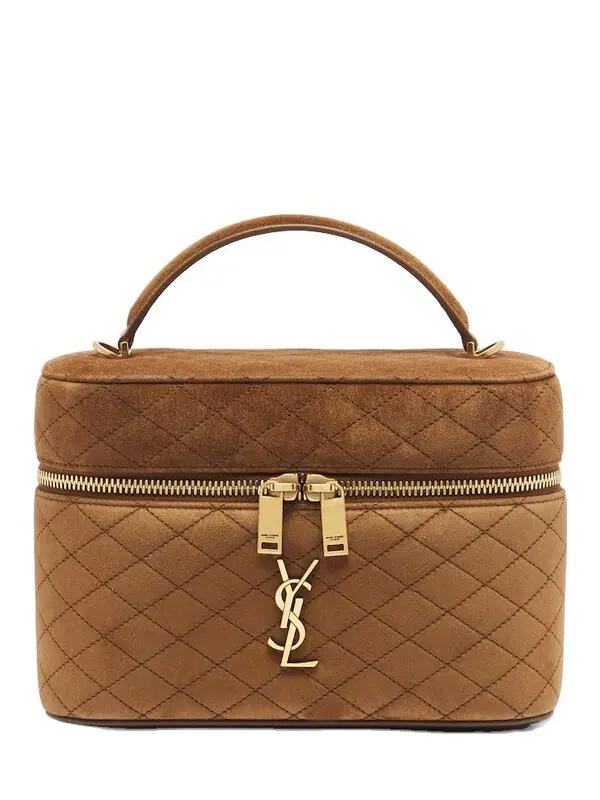 Saint Laurent Gaby Large Suede Vanity Bag - Brown